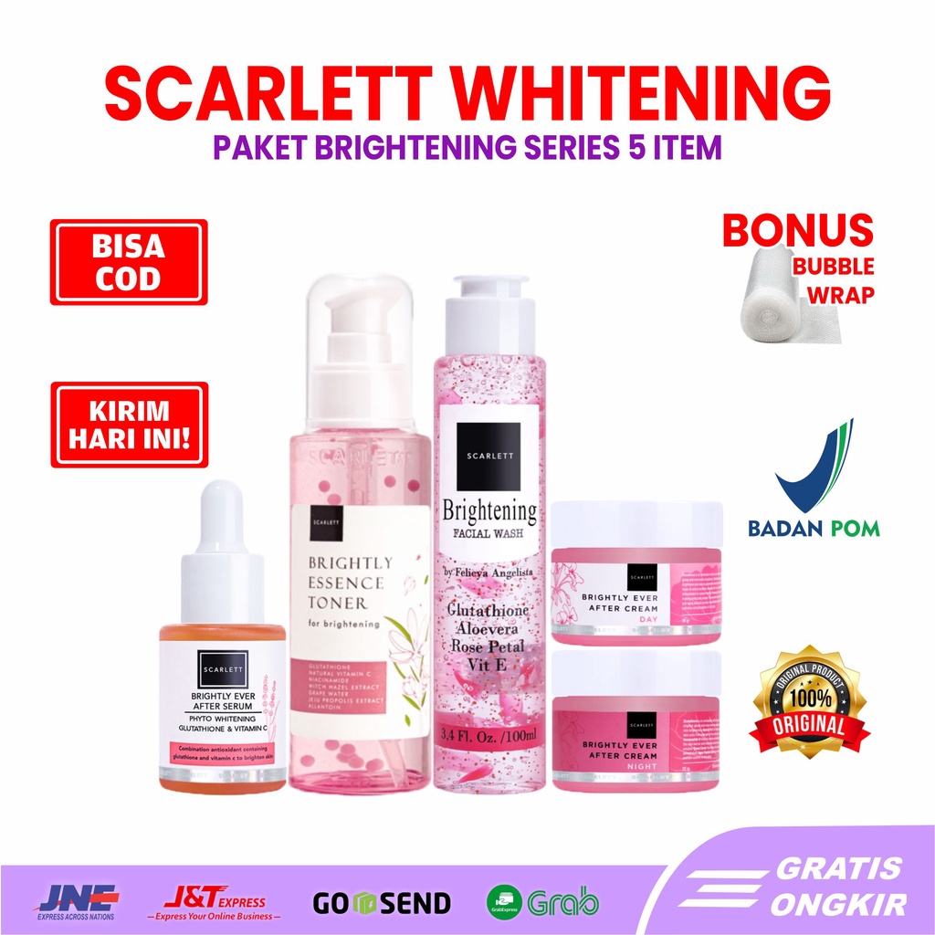 Jual Scarlett Whitening Paket Skincare 5 item Brightening Series ...