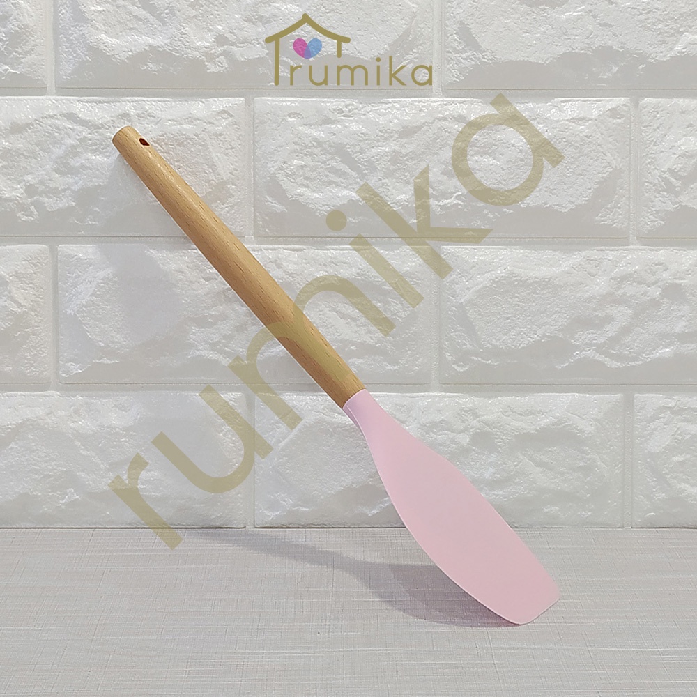Jual Solet Sutil Spatula Silikon Gagang Kayu Tahan Panas - 32 Cm ...
