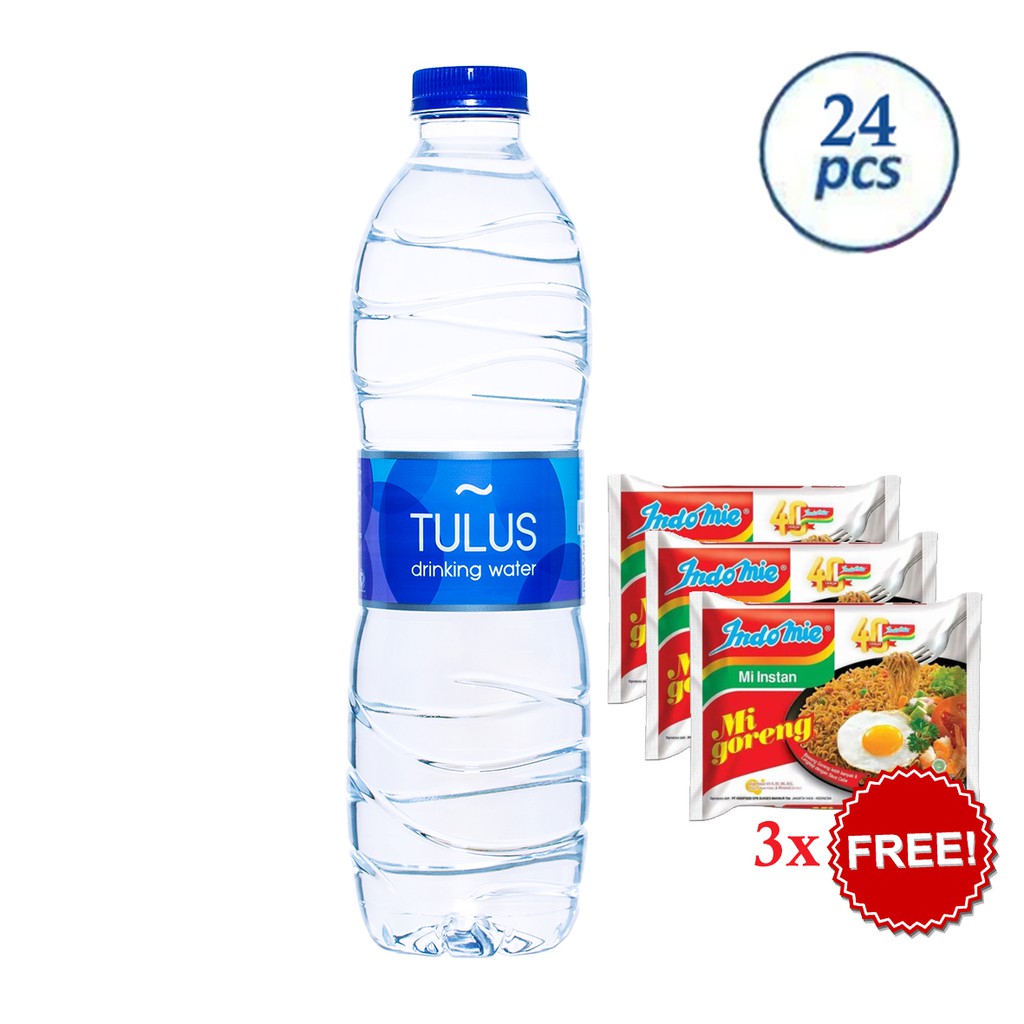 Jual TULUS WATER - Air Mineral 600ml 1 Karton Gratis Indomie Goreng 3 ...