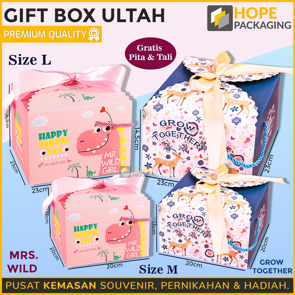 Jual Gift box Ulang Tahun Anak Motif Macan Dino Fancy bunga Navy ...