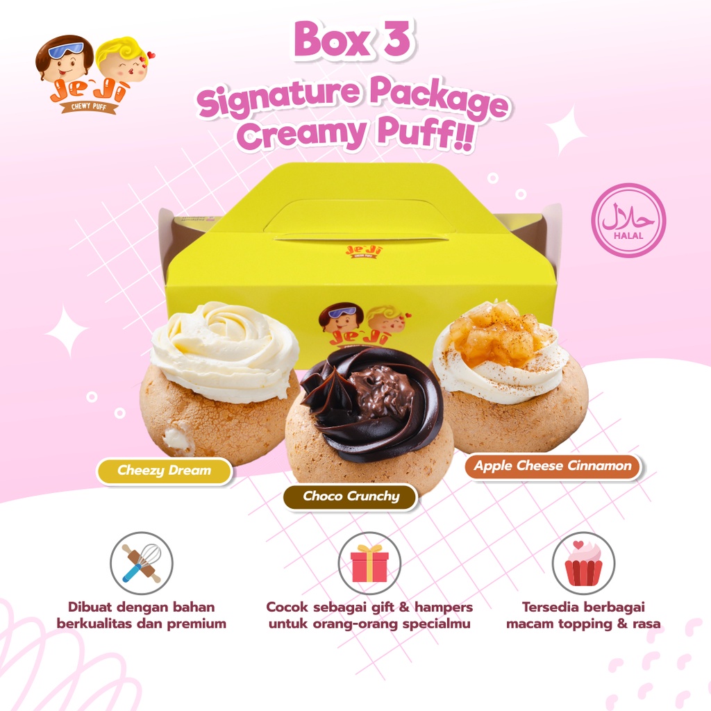 Jual Box isi 3 Signature Package ( Cheese Dream, Choco Crunchy, Apple ...