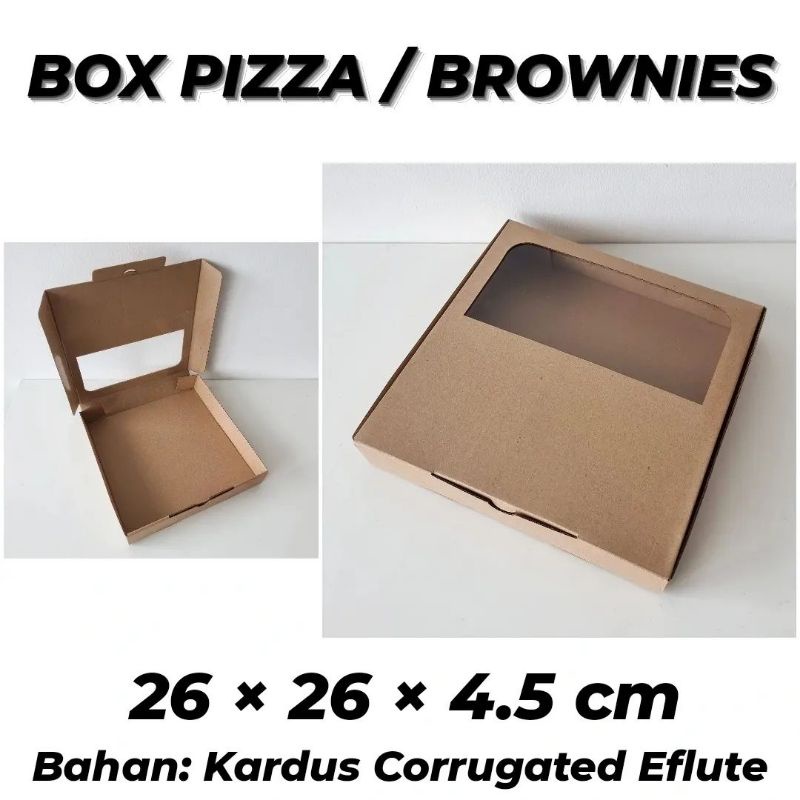 Jual BOX PIZZA BROWNIES JENDELA 26X26X4.5 DIE CUT / BOX PACKAGING ...