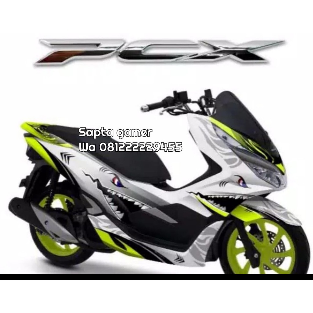 Jual Decal pcx putih full body custom shark | Shopee Indonesia
