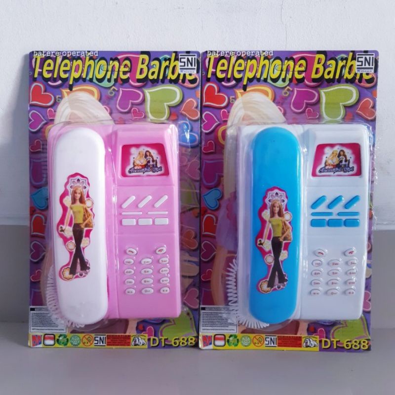 Jual Mainan Telepon Rumah Barbie Baterai Lampu Suara Anak Perempuan ...