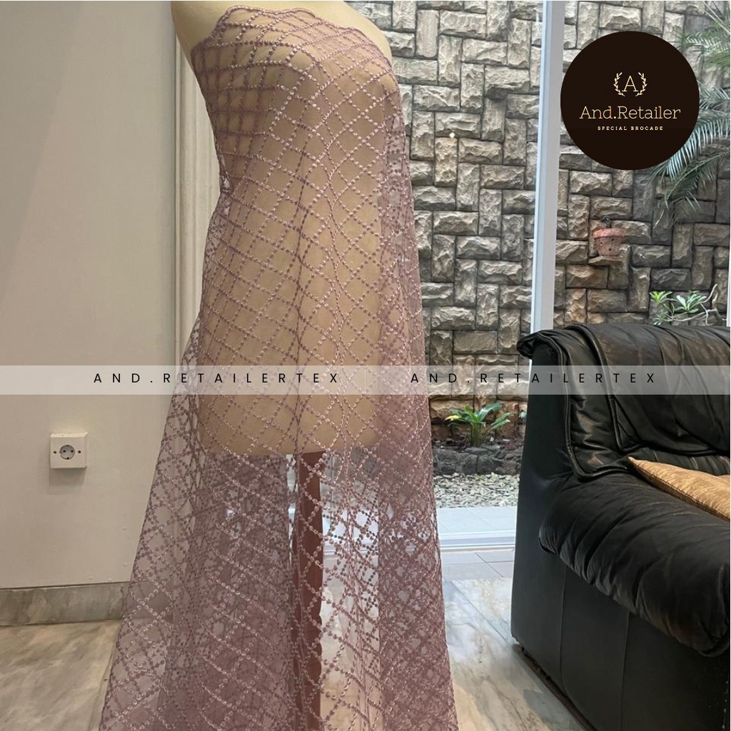 Jual Kain Brokat Tile Bordir Maze Tile Kotak mesh Warna Taro | Shopee ...