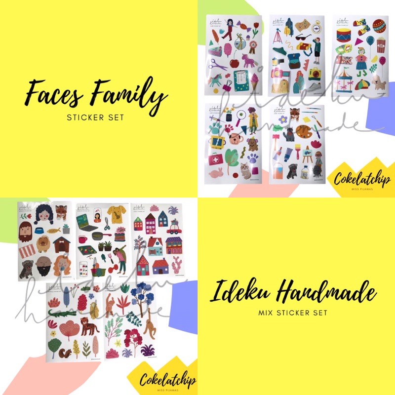 Jual Ideku Handmade Faces Family Sticker Mix Set (Pubi, Laptop, Jolly ...
