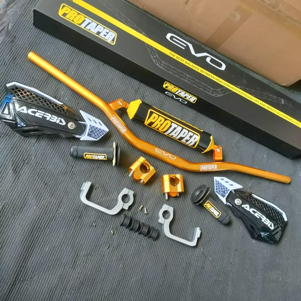 Jual stang fatbar protaper evo low paket handguard acerbis breket besi ...