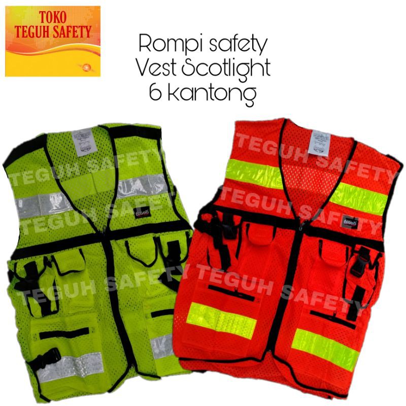 Jual Rompi safety proyek / rompi safety jaring tebal/ rompi kantong 6 ...