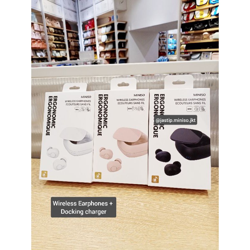 Jual MINISO 🆕 Earphone Wireless + DOCKING CHARGER | Shopee Indonesia