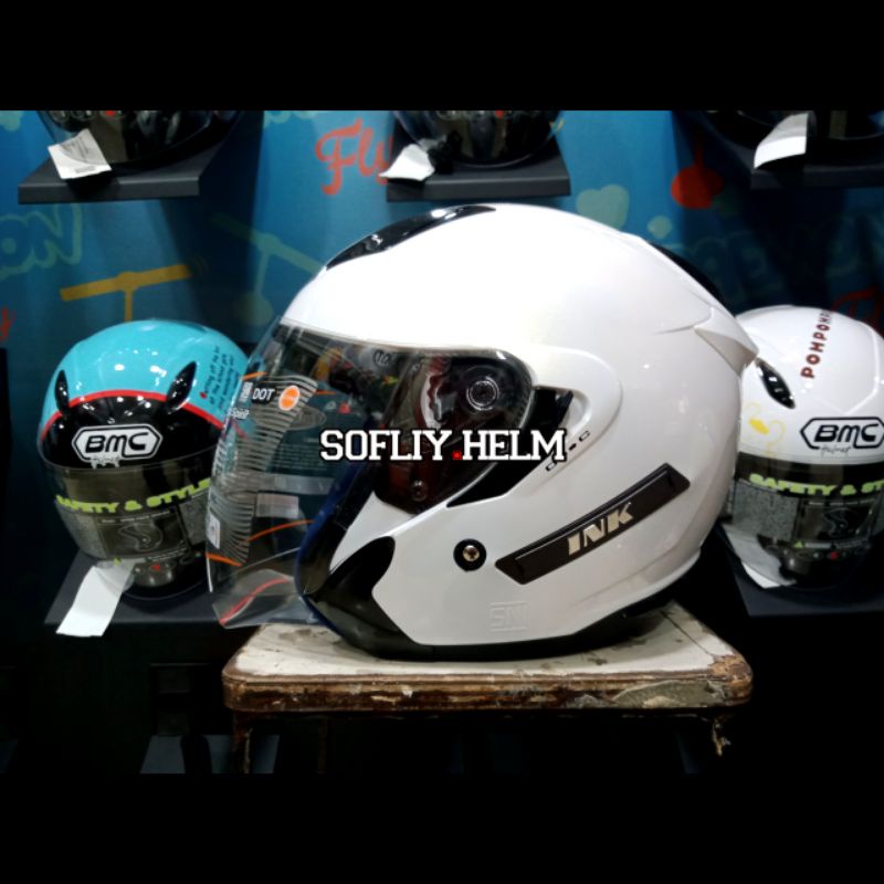 Jual HELM INK METRO 2 SOLID WHITE DOUBLE VISOR INK HALF FACE INK METRO ...