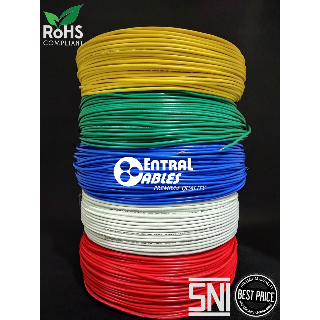 Jual SNI CENTRAL KABEL NYAF 0.75 Sqmm 500V 100Meter ( H05VK / AF / BVR 0.75mm 1x0.75mm 0.75Sqmm ...