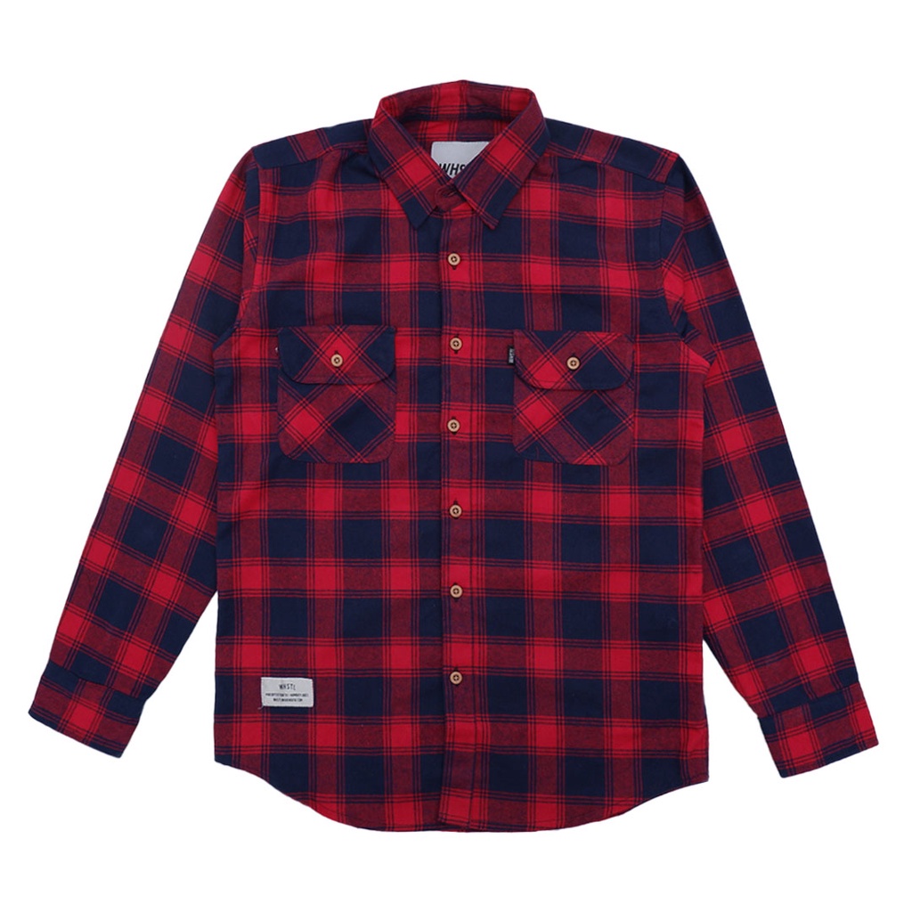 Jual WHSTL. Flannel Shirt Aldway #1 - Navy/ Red | Shopee Indonesia