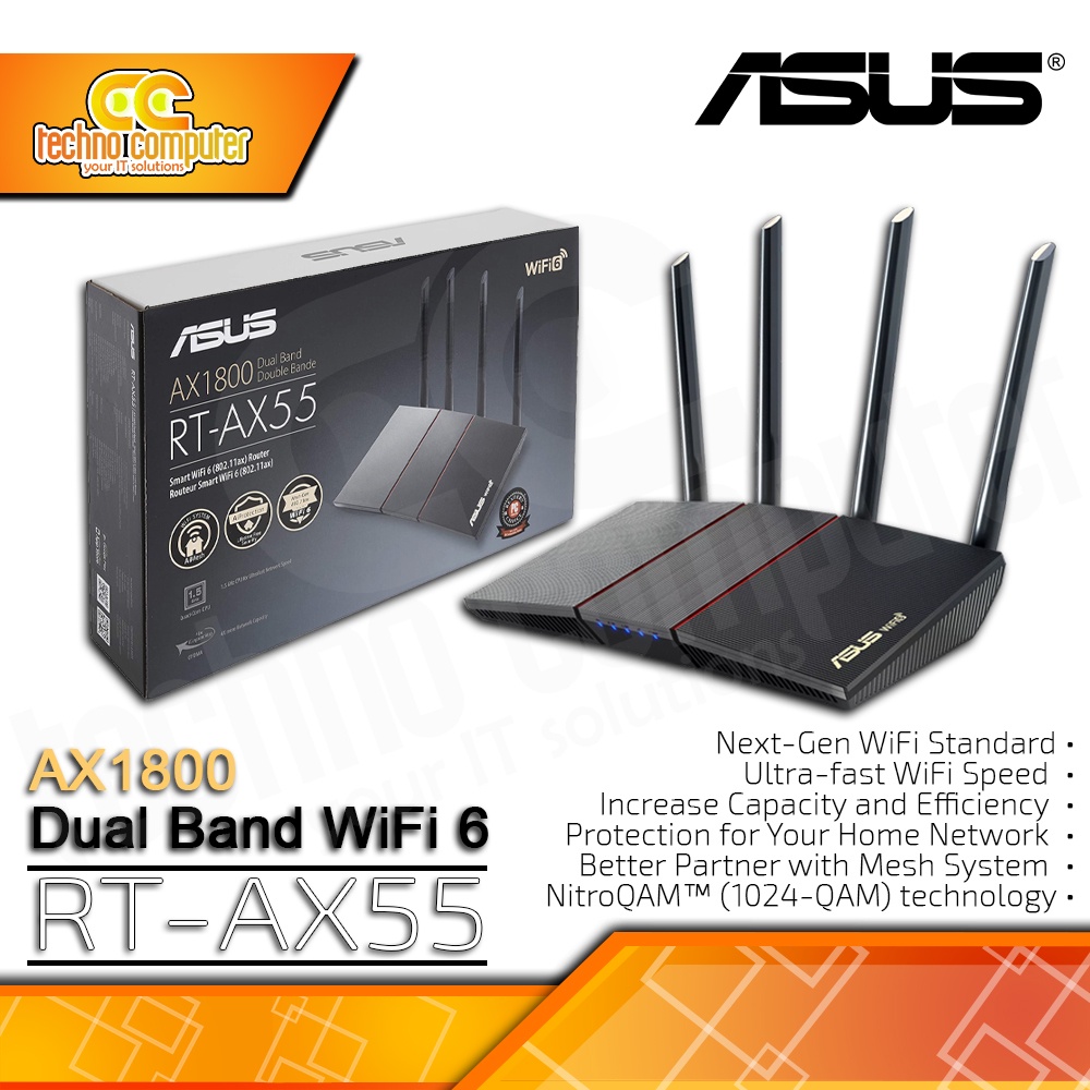 Jual ROUTER ASUS RT-AX55 Dual Band WiFi 6 AX1800 Wireless Router ...