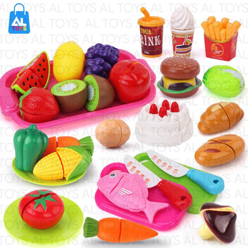 Jual MAINAN ANAK PEREMPUAN DAPUR MASAKAN BUAH SAYUR POTONG PIZZA POTONG ...