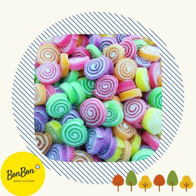 Jual Permen Jeli Buah Rol Lingkaran / Fruit Jelly Roll Bulat Candy ...