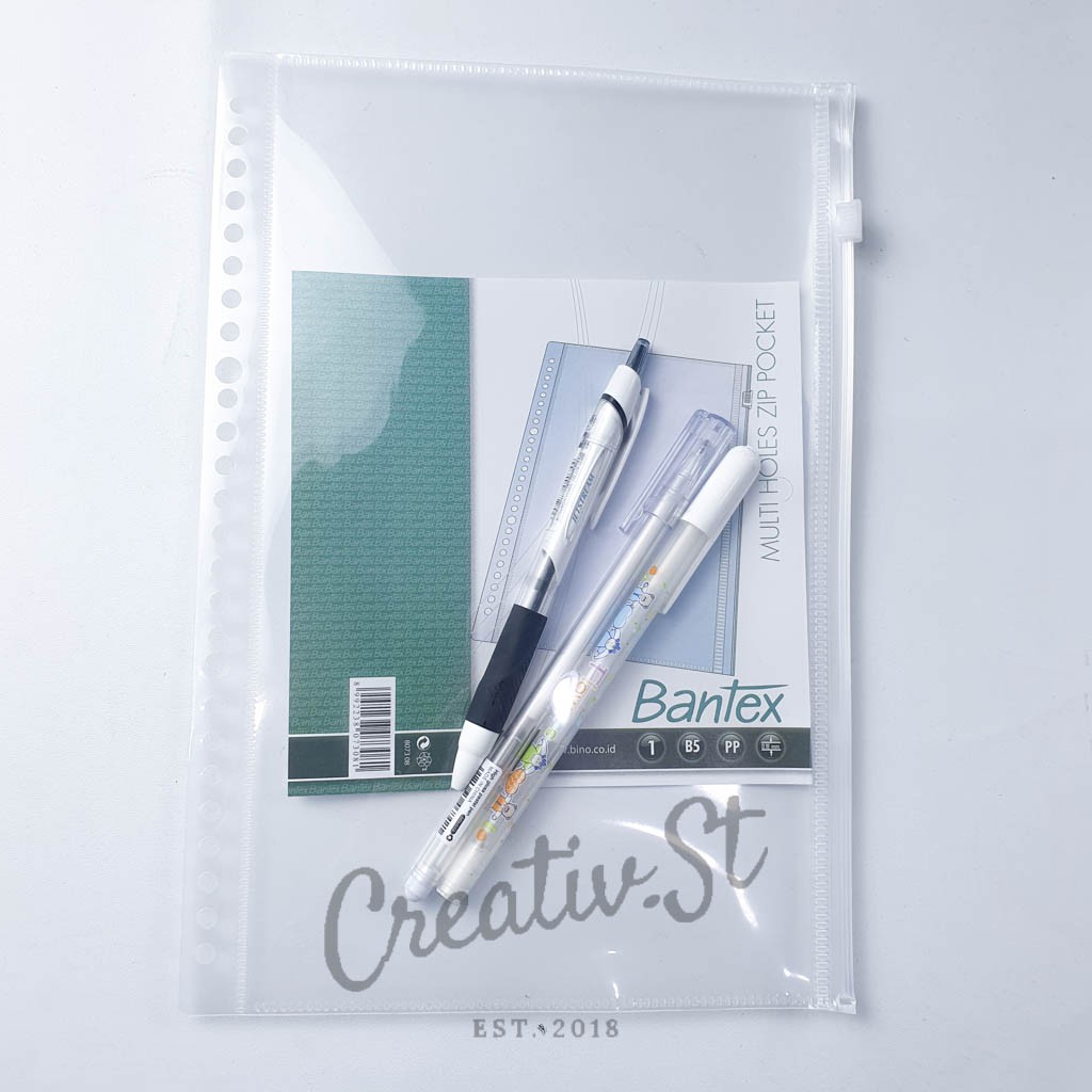 Jual BANTEX Multiholes Zip Zipper Pocket For Binder A5 B5 8072 8073 Map ...