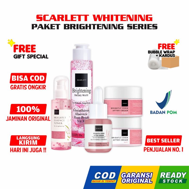 Jual COD)Paket Wajah Scarlett/Brigtening/Glowtening/Acne/Sacrlet ...