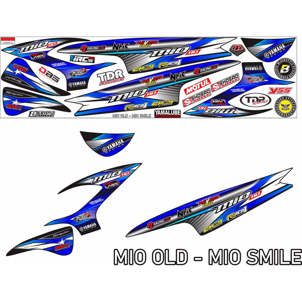 Jual STRIPING VARIASI MOTOR YAMAHA MIO OLD/SMILE MOTIF RACING BIRU/NEW STICKER CUSTOM MIO MOTIF ...