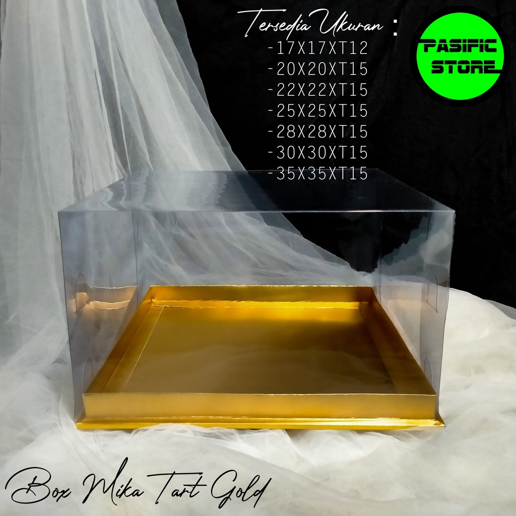 Jual BOX KUE TART MIKA GOLD UKURAN 25X25XT15 cake box T25 kemasan kue ...