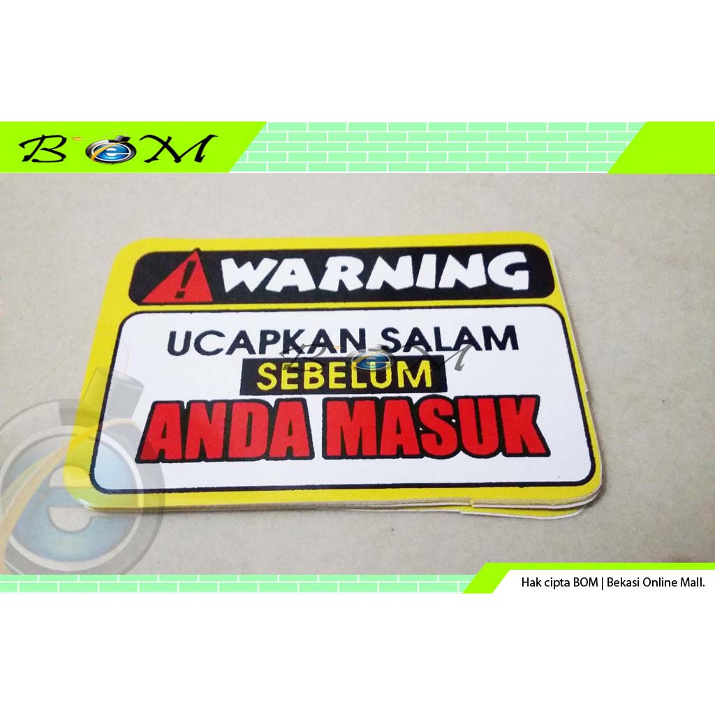Jual stiker sticker motor mobil lucu warning ucapkan salam sebelum masuk | Shopee Indonesia
