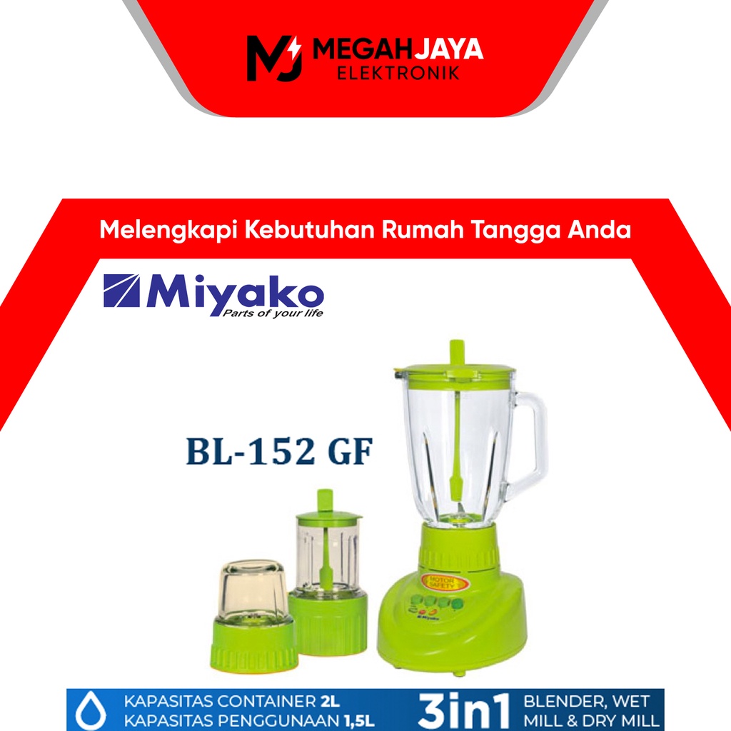 Jual [COD READY] MIYAKO BLENDER BL152 GF / BL 152 GF / BL-152 GF (KACA / 1,5 LITER) GARANSI ...