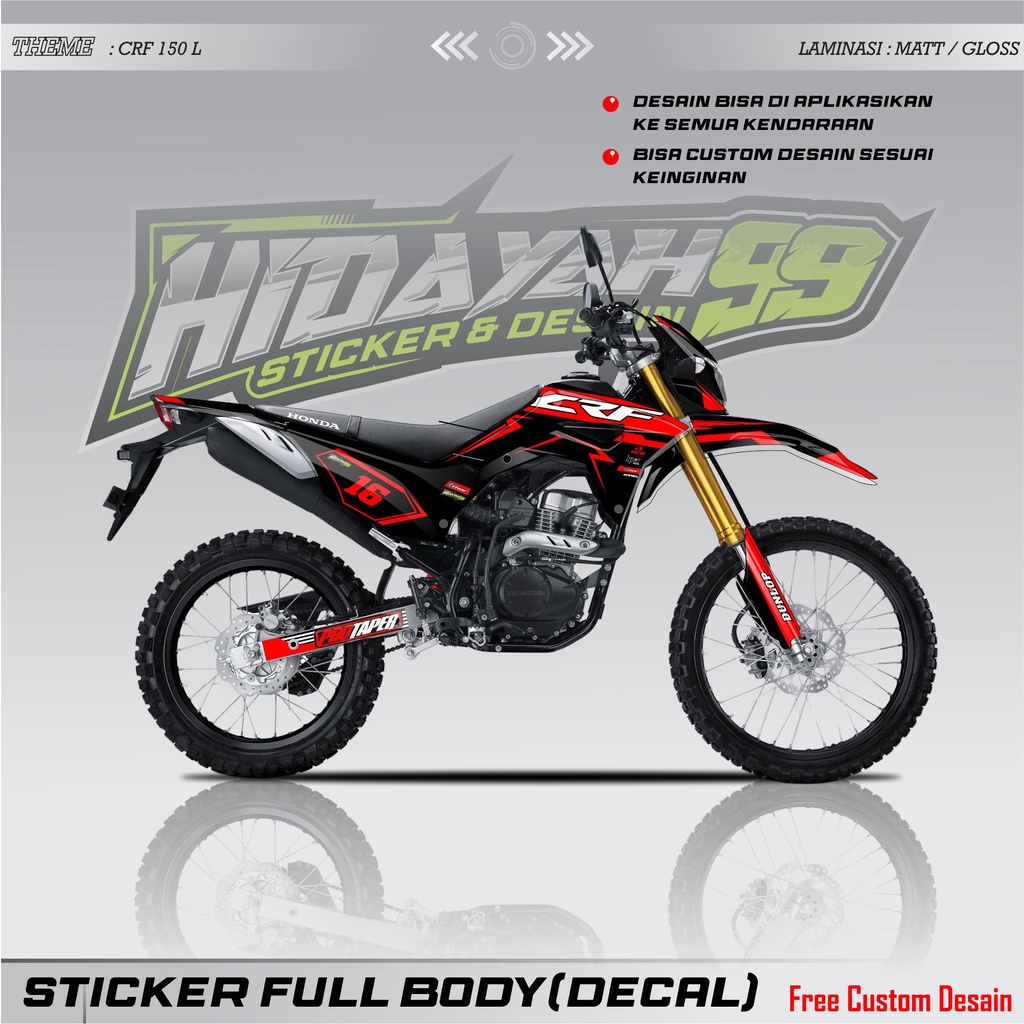 Jual STICKER STIKER DECAL CRF 150L FULL BLOK REQUEST DESAIN | Shopee ...