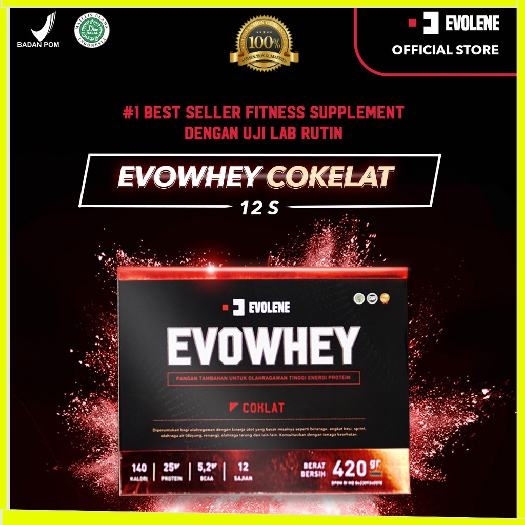 Jual Whey Protein Coklat 456gr/12 Sachet - Suplemen fitness pembentuk ...