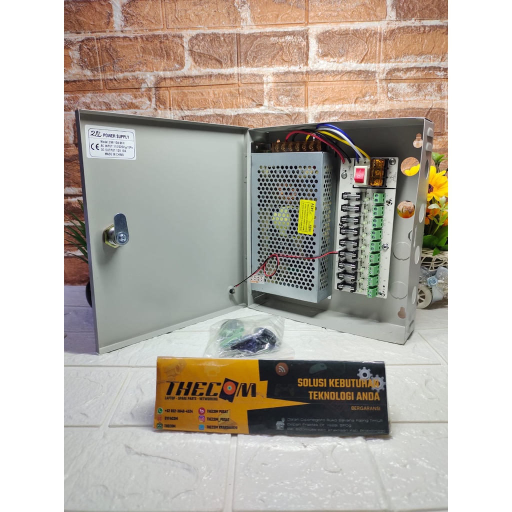 Jual Power Supply BOX 12V 10A 9 CH cctv / psu 12V 10A box panel ...