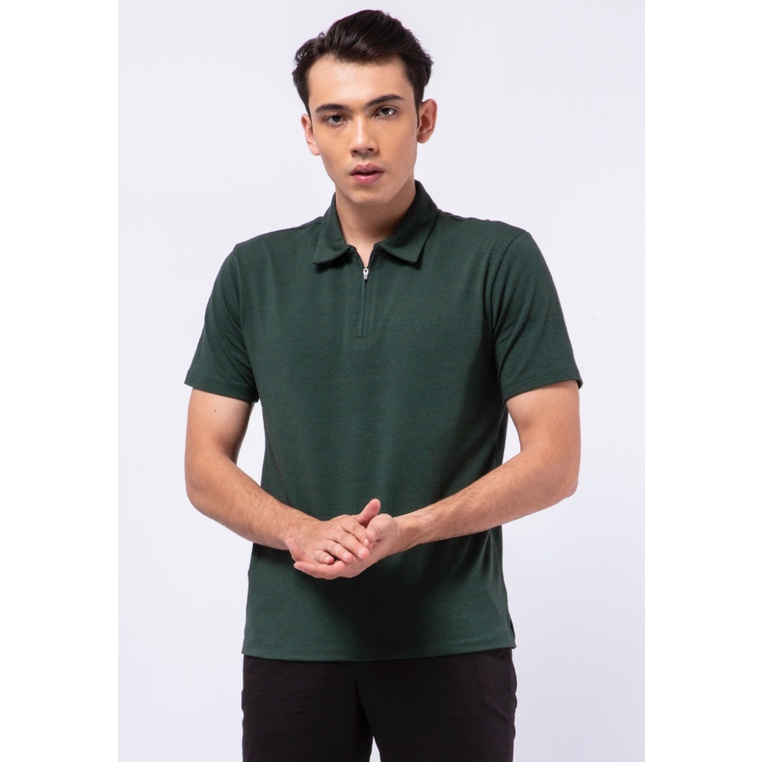 Jual Executive Polo Shirt with Zipper Details Dark Green | Shopee Indonesia
