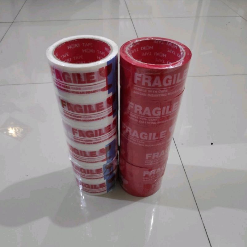 Jual Lakban Fragile, Lakban Pecah Merah/Putih Security Seal | Shopee ...