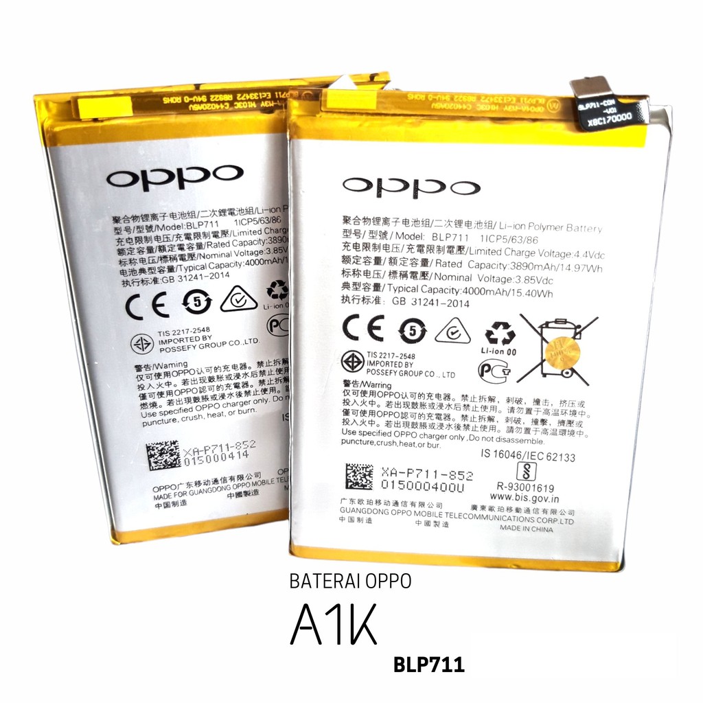 Jual Battery Baterai Oppo A1k BLP711 Kualitas Ori | Shopee Indonesia
