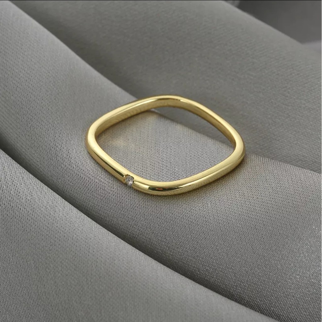 Jual Cincin Titanium Model Persegi Classic Ring Tersedia Warna Rosegold ...