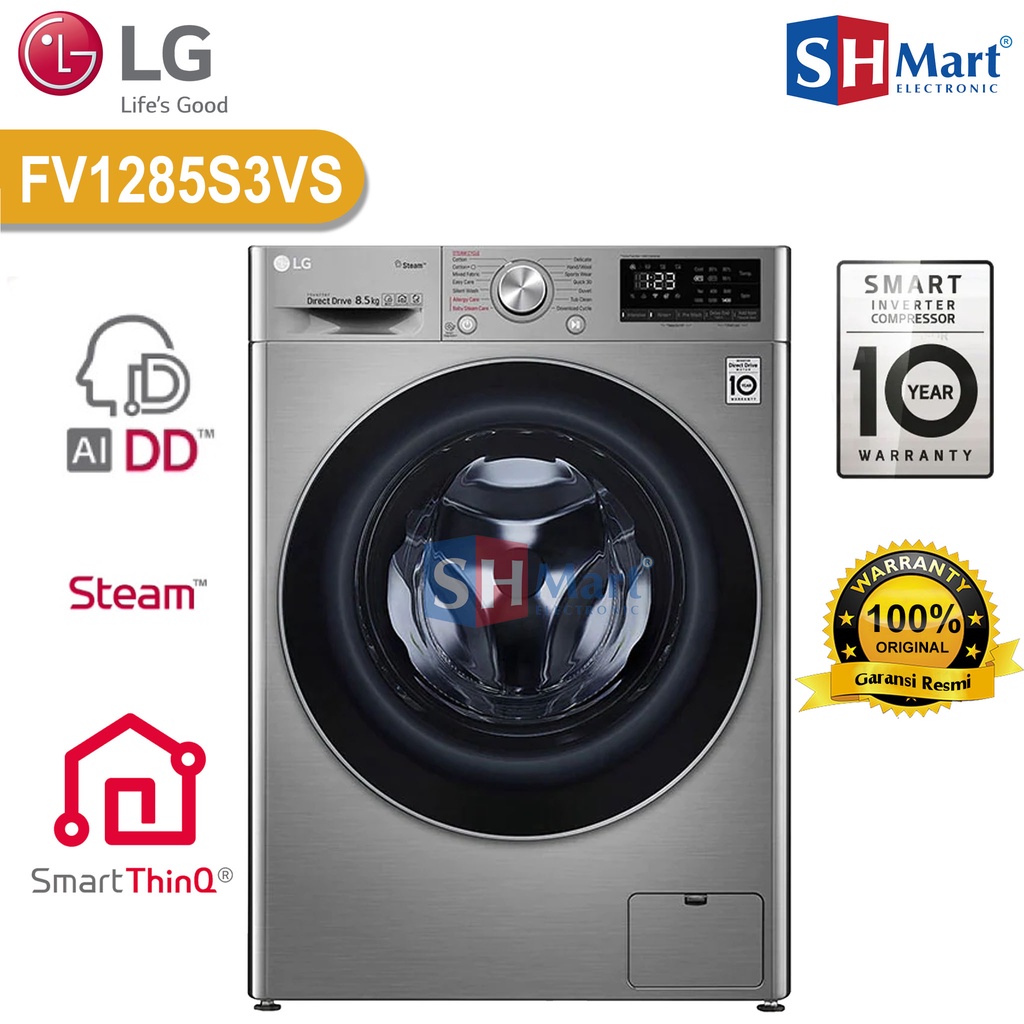 Jual MESIN CUCI FRONT LOADING LG FV1285S3VS KAPASITAS 8,5 KG AI DD ...
