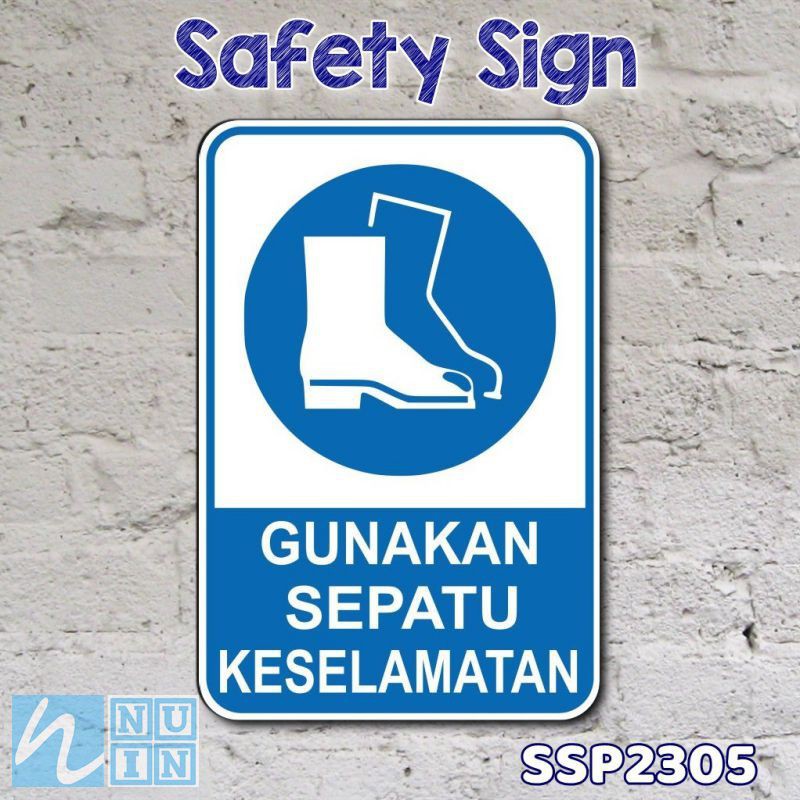 Jual NUIN Safety Sign Label Rambu Petunjuk K3 EESH - Gunakan Sepatu ...