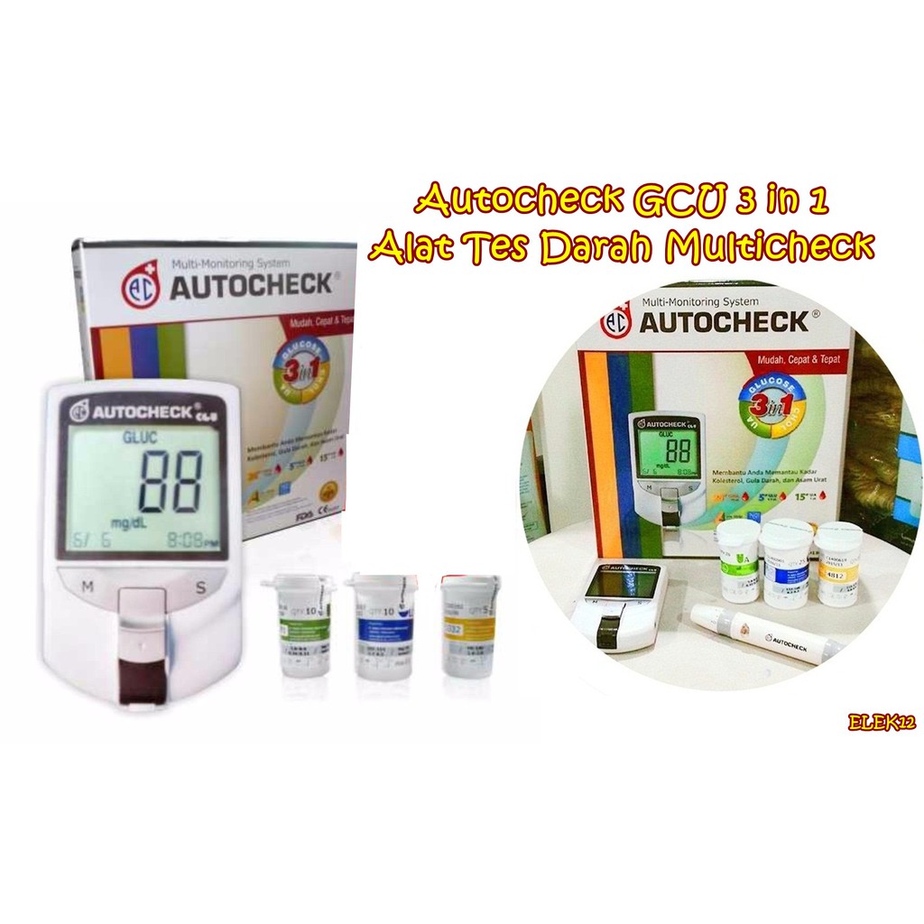 Jual ELEK12 AUTOCHECK GGCU 3 IN 1 ALAT TES Gula DARAH / glukosa ,Asam ...