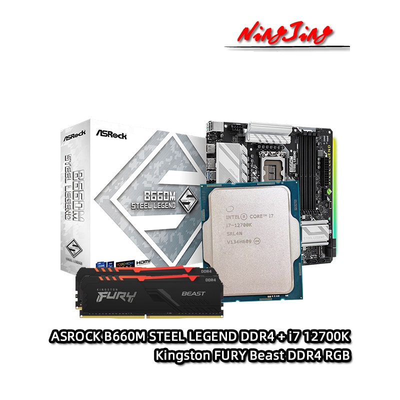 Jual PREORDER Intel i7 12700K CPU + ASROCK B660M STEEL LEGEND DDR4 Motherboard + Kingston FURY ...