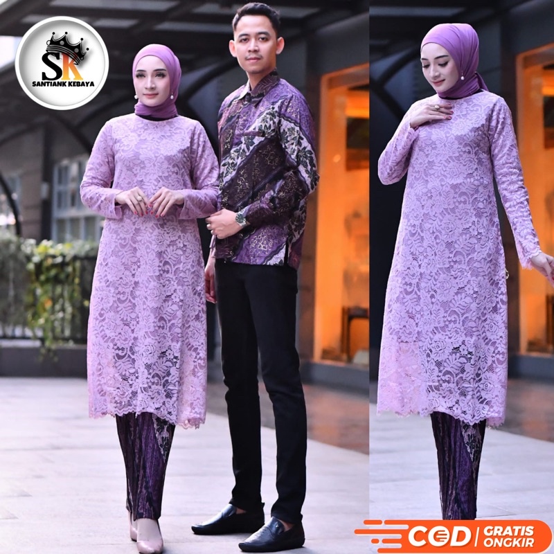 Jual Set Kebaya Couple Kemeja Batik Pria Kebaya Couple Kondangan Outfit ...