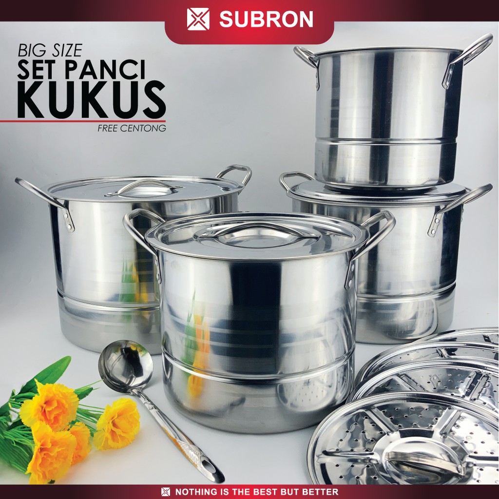 Jual SUBRON SET Panci Kukus Steamer Tinggi Pot Set 4in1 4 pcs Stainless ...