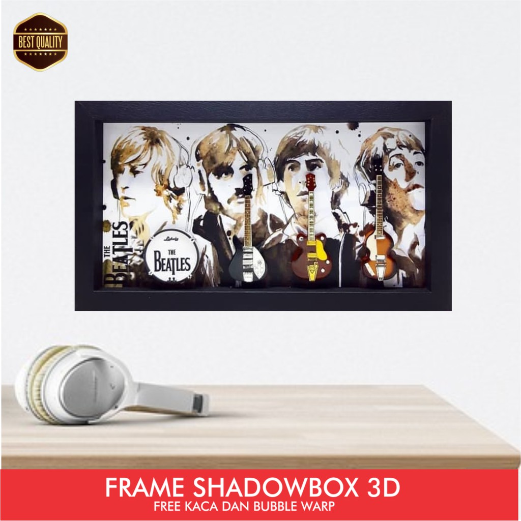Jual Frame shadow box the beatles draw Figura The Beatles pigura musik ...