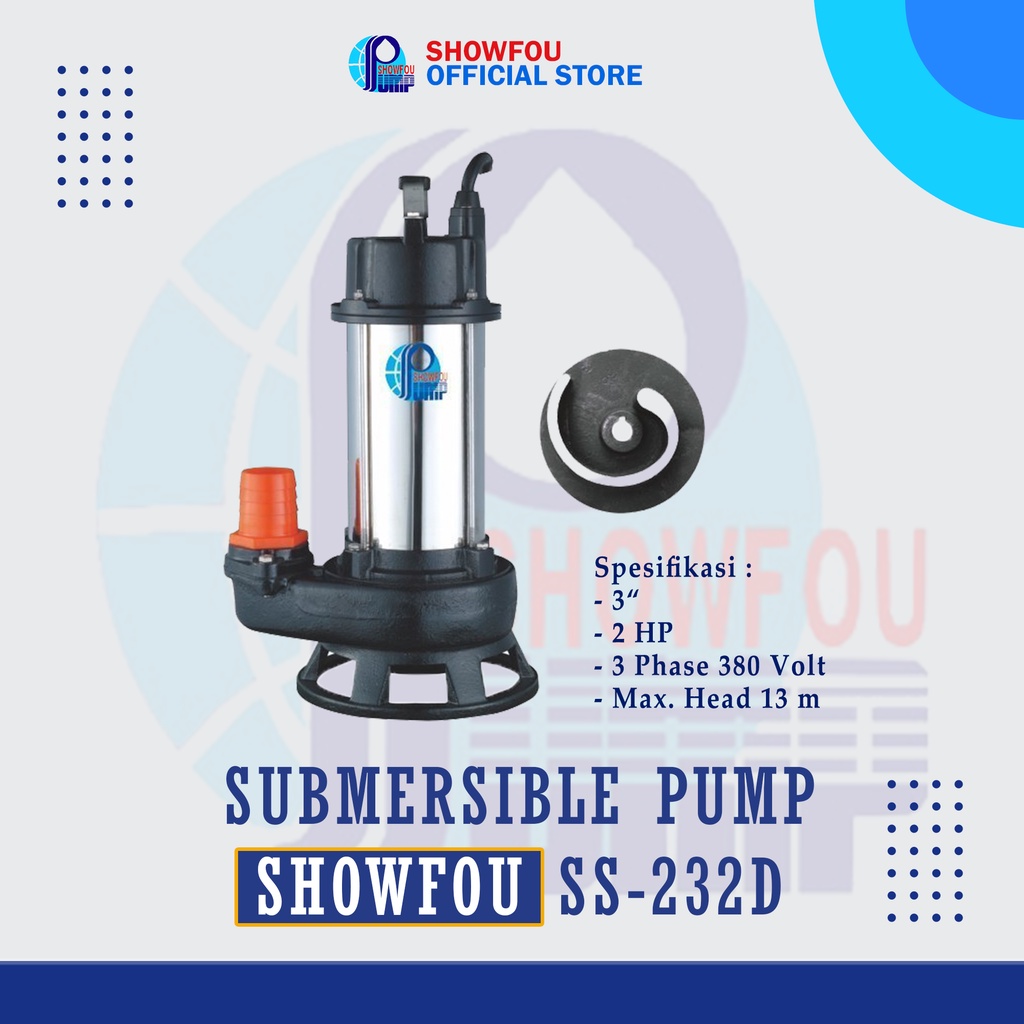 Jual SHOWFOU SUBMERSIBLE PUMP SS-232D 2 HP 3 Phase 1.5 kWatt 3 Inch ...