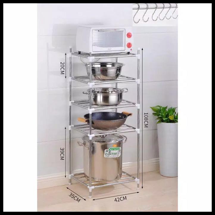 Jual Produk Terbaru - Rak Dapur Rak Panci Stainless Steel 5 Susun ...