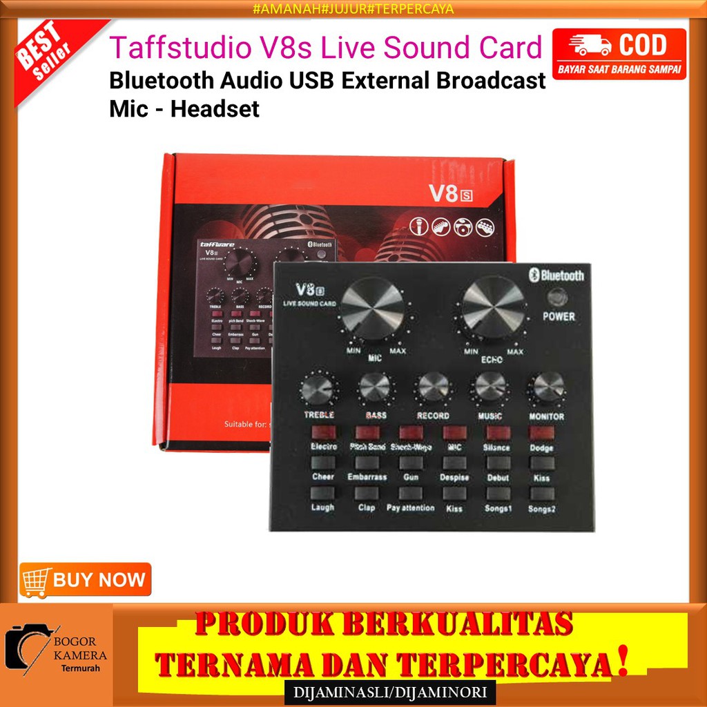 Jual Taffstudio V8s Live Sound Card Bluetooth Audio USB External ...