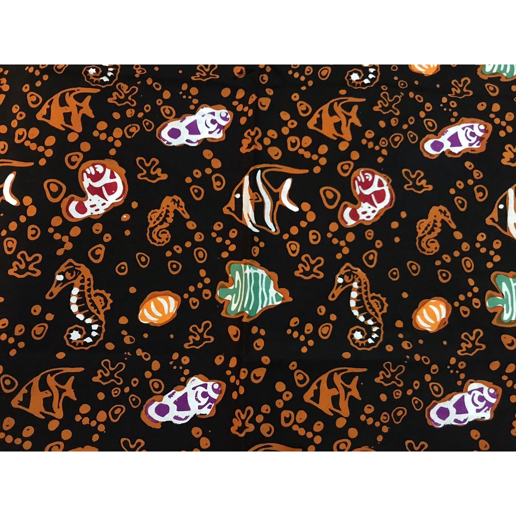 Jual Batik Ikan Perikanan Motif Ikan Hias Laut Hitam Sogan (Kain Batik ...