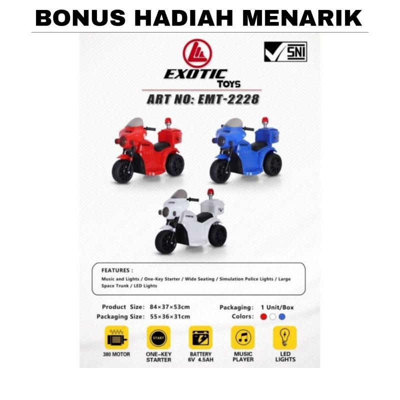 Jual MOTOR AKI EXOTIC EMT 2228 mini motor police | Shopee Indonesia