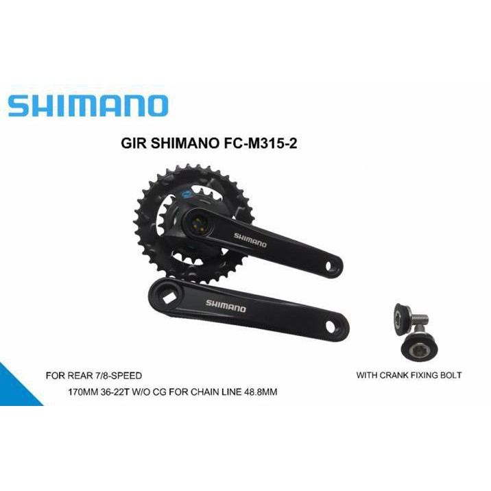 Jual Crankset Crank Shimano FC M315-2 Dual Double Speed Crankset set shimano | Shopee Indonesia