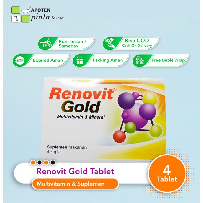 Jual Renovit Gold 4 Tablet Suplemen Multivitamin dan Mineral | Shopee ...