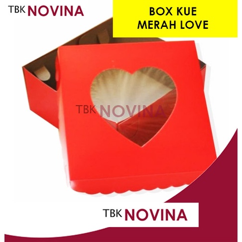 Jual KOTAK KUE MERAH LOVE / BOX CAKE KUE TART / BOX KUE ULANG TAHUN ...