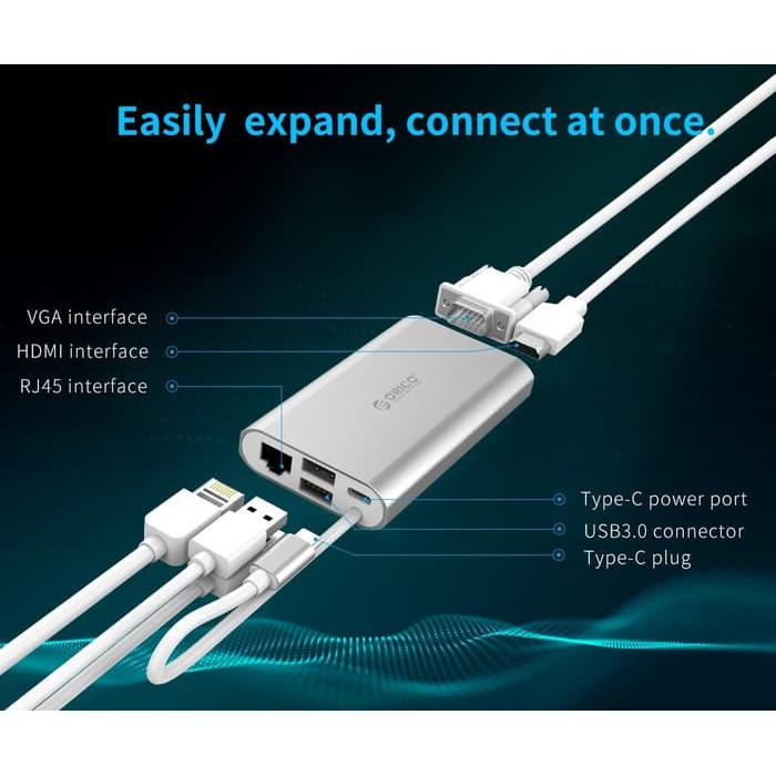 Jual Tool Kit | Orico Ads2 Usb Type-C Docking Station To Hdmi Vga Rj45 ...