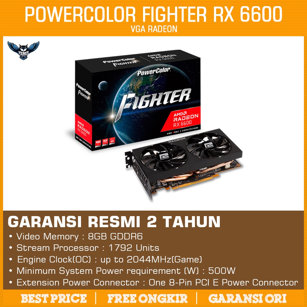 Jual VGA POWERCOLOR RX 6600 8GB GDDR6 FIGHTER | AMD RADEON RX6600 8GB ...