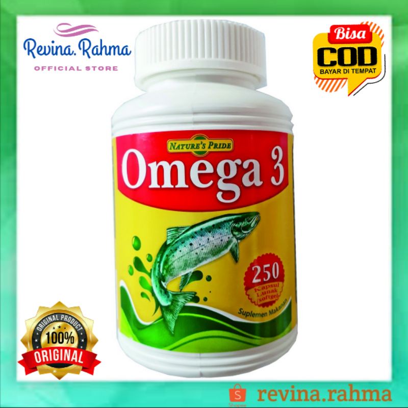 Jual Omega 3 isi 250 softgel 200mg Nature's pride Vitamin ikan untuk ...